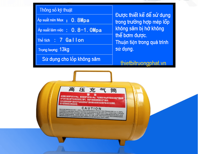 Bình hỗ trợ bơm lốp không săm - Phụ Tùng Trường Phát